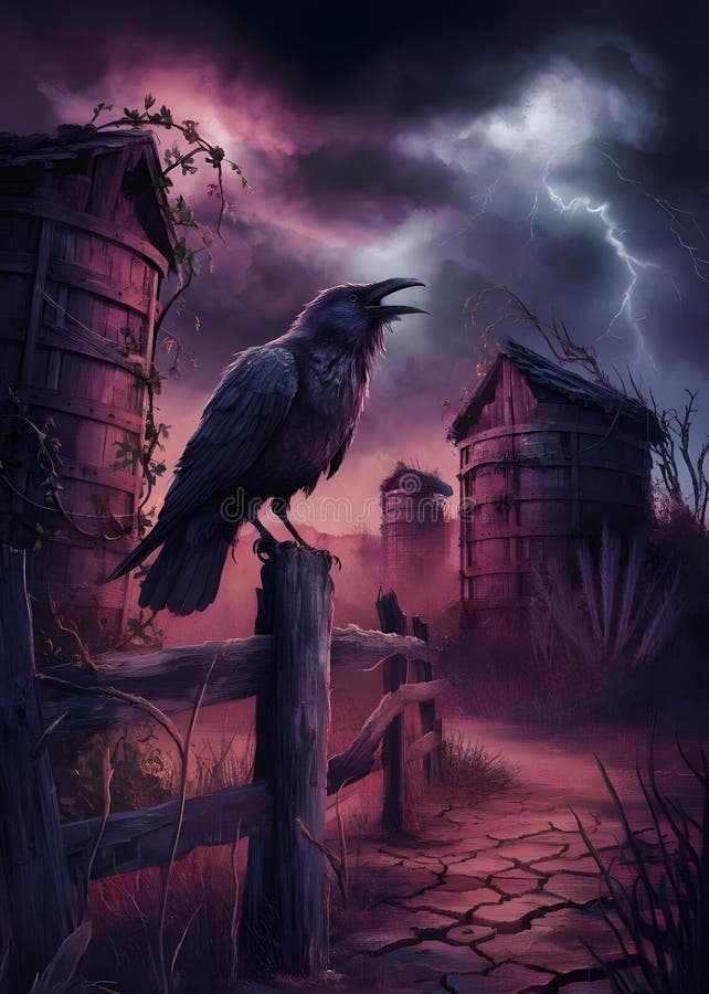 The Silent Cry of the Forgotten Crow Stock Illustration - Illustration ...