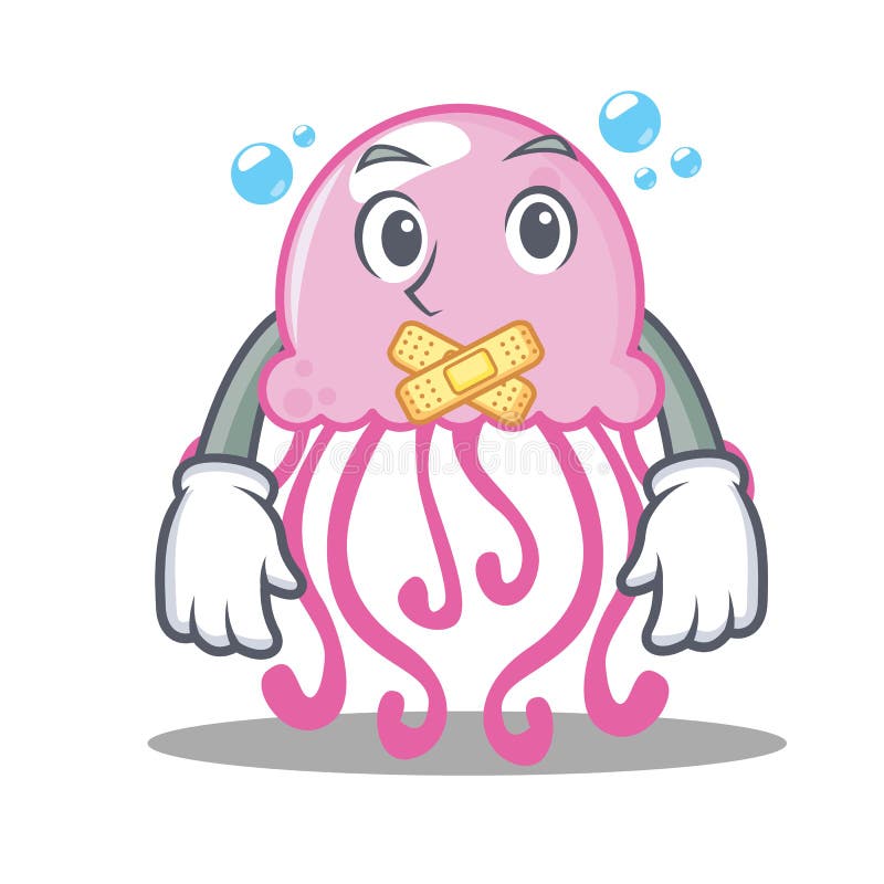 Silent Cute Jellyfish Character Cartoon Stock Vector - Illustration of ...