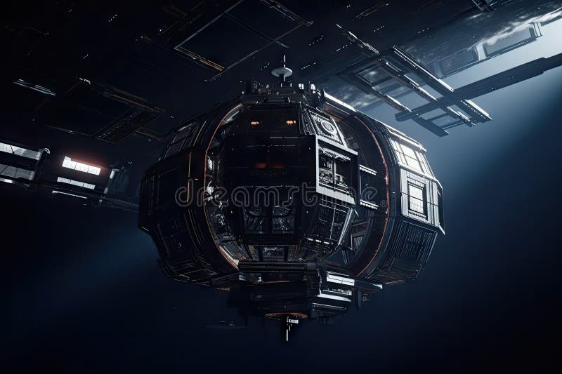 Silent, Dark and Empty Futuristic Space Station, Floating in the Void ...