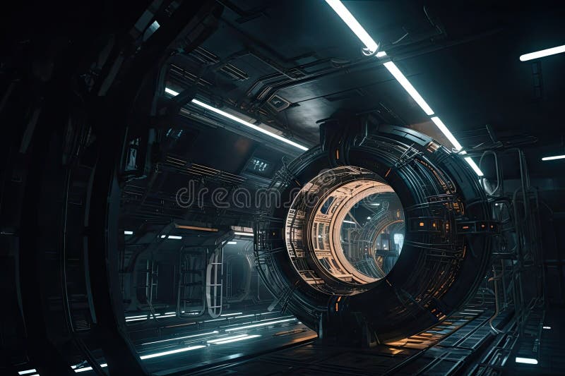 Silent, Dark and Empty Futuristic Space Station, Floating in the Void ...