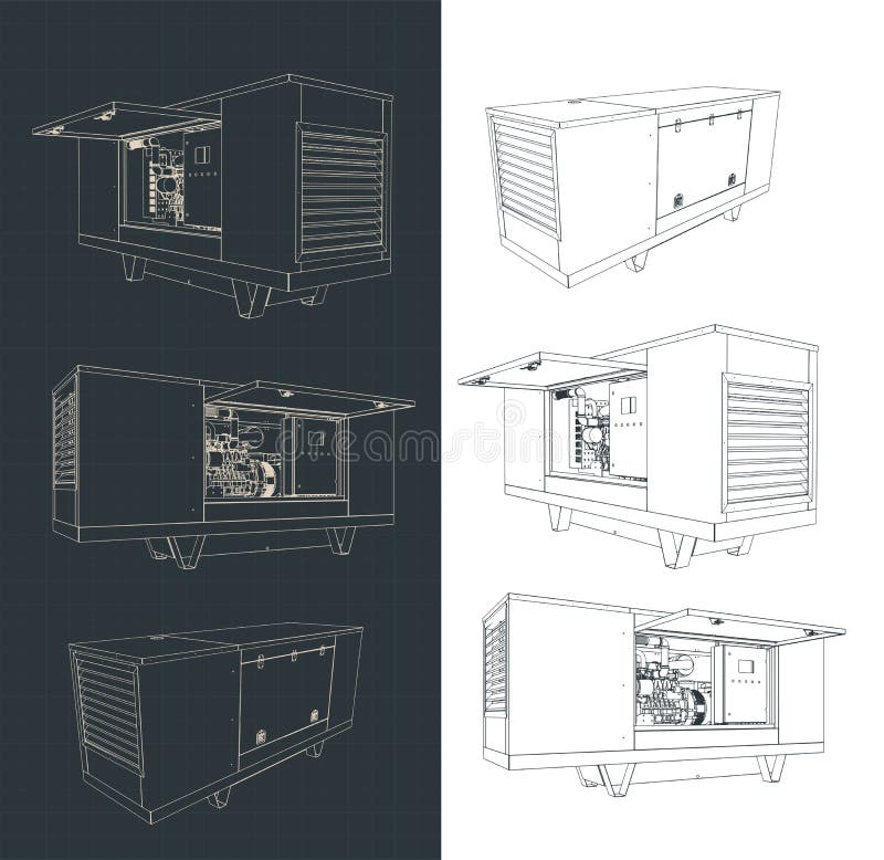 Silent Diesel Generator Drawings Stock Vector - Illustration of ...