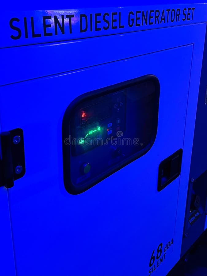 Silent Diesel Generator Set with Illuminated Control Panel Stock Photo ...