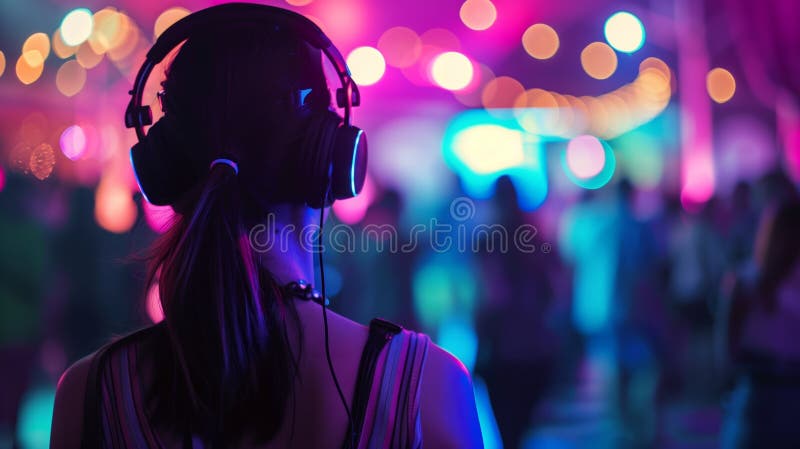 Silent Disco Party with Wireless Headphones Stock Image - Image of ...