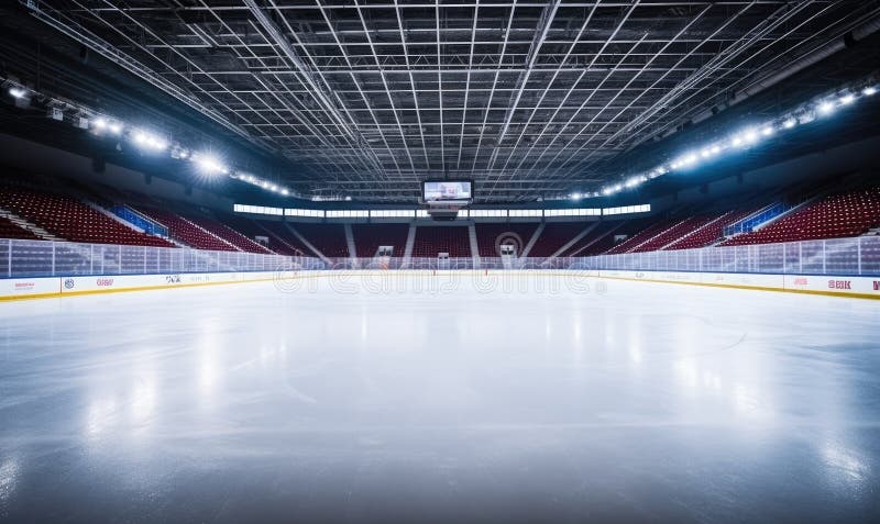 The Silent Glow of a Desolate Hockey Rink in the Night Stock ...