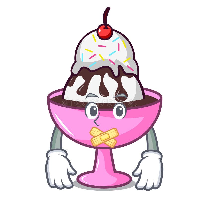 Silent Ice Cream Sundae Mascot Cartoon Stock Vector - Illustration of ...