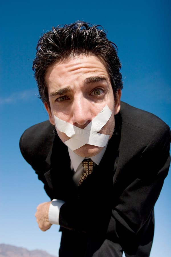 Silent man stock photo. Image of blue, tape, businessman - 4724358