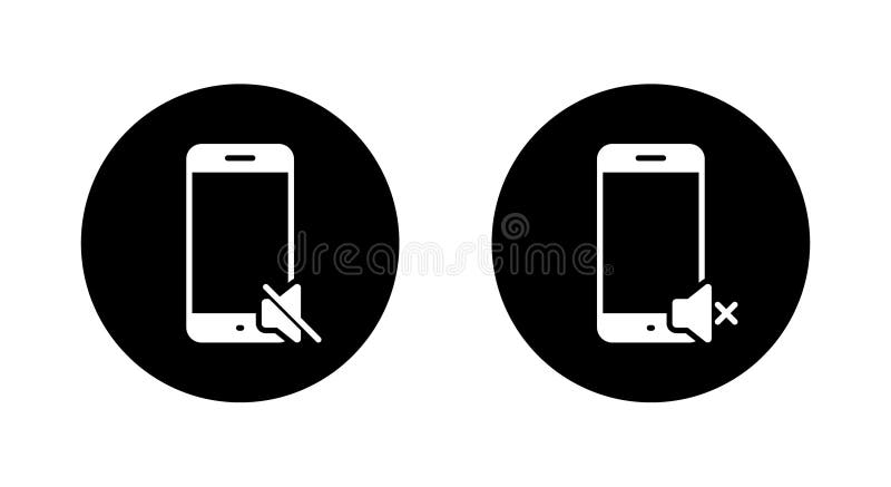 Silent Mode Phone Icon on Black Circle. Mute Speaker Smartphone Sign ...