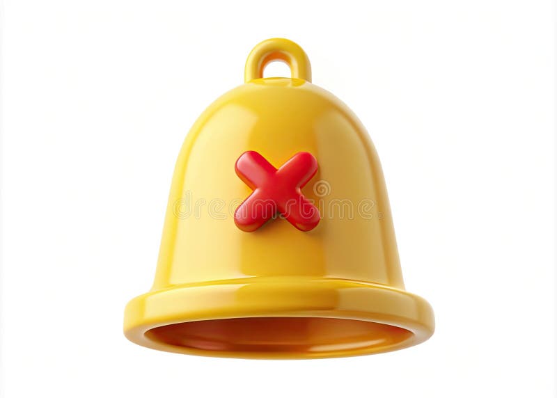 Silent Mode Visualization 3D Rendered Yellow Bell with Red X for ...
