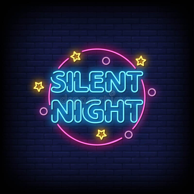 Silent Night Neon Signs Style Text Vector Stock Vector - Illustration ...