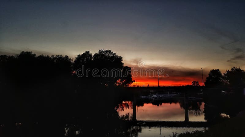Silent Night, Orange Night. Stock Photo - Image of gate, landscapes ...