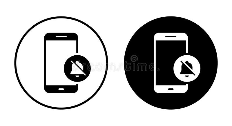 Silent Phone Icon on Black Circle. Cellphone Notification Off Concept ...