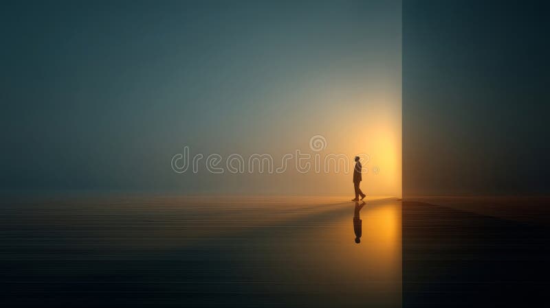 Silent Reflection at Sunset Stock Illustration - Illustration of golden ...