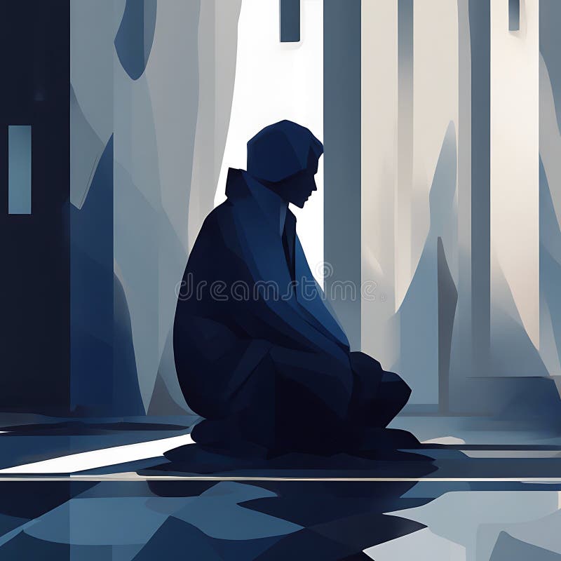 Silent Shadows: Embracing Solitude Stock Illustration - Illustration of ...