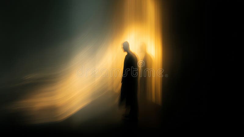 Silent Silhouette in Glowing Darkness Stock Illustration - Illustration ...