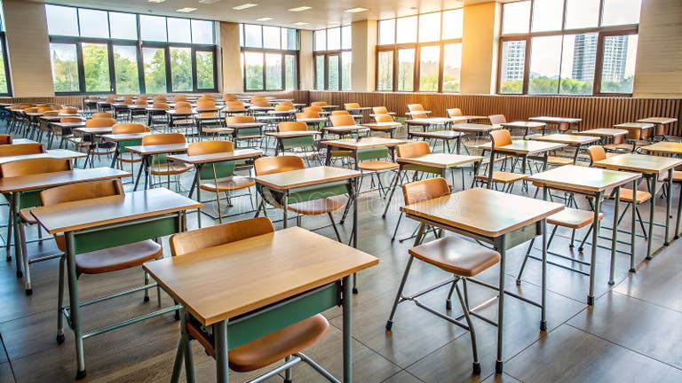 Silent Study Hall Empty Classroom Awaits the Exams Pressure a Powerful ...