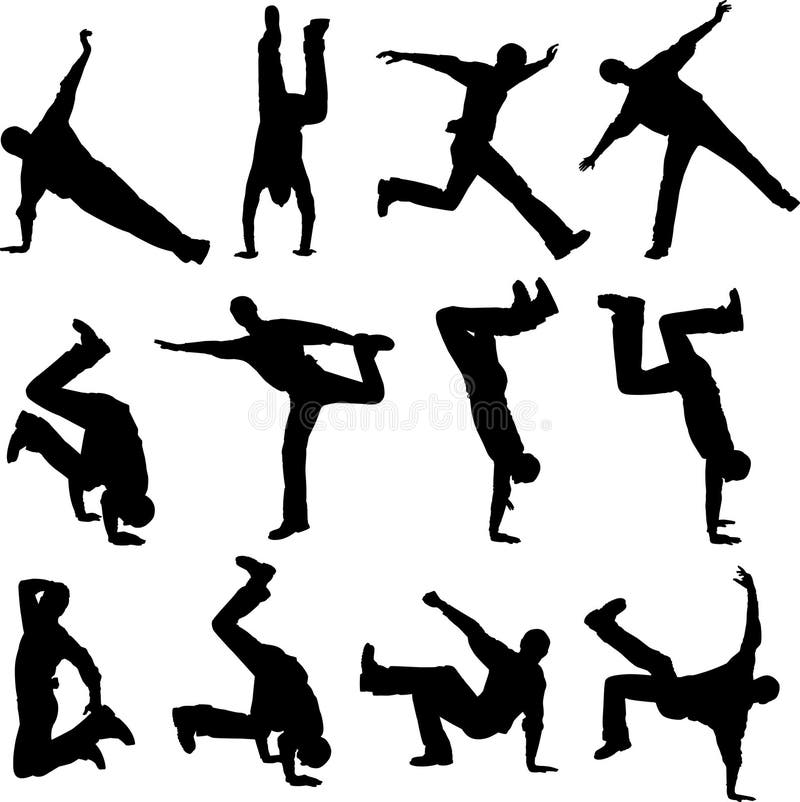 De Bewegende Mensen Silhouetteren Vector Vector Illustratie ...