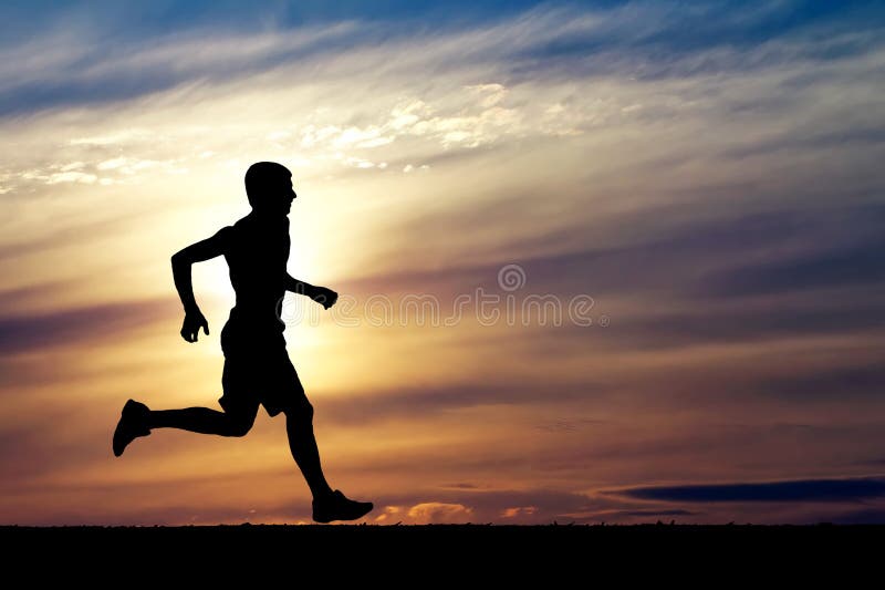 Silhouet Van De Lopende Mens Stock Afbeelding - Image of oefening, mens ...