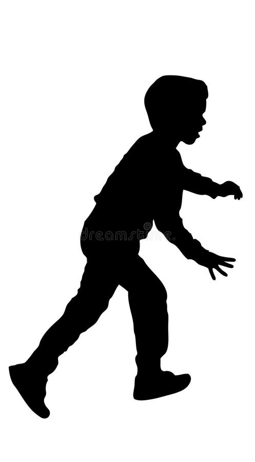 De Jongens Lopend Silhouet Van Het Kind Vector Illustratie ...
