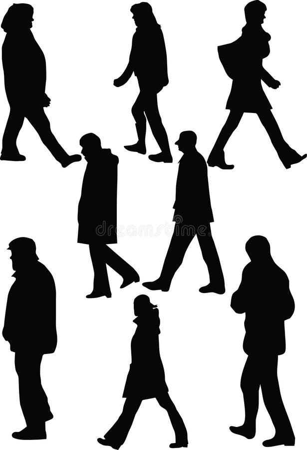 De Bewegende Mensen Silhouetteren Vector Vector Illustratie ...
