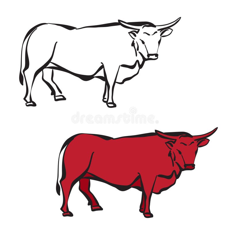 Silhouet van stier vector illustratie. Illustration of agressie - 65395380