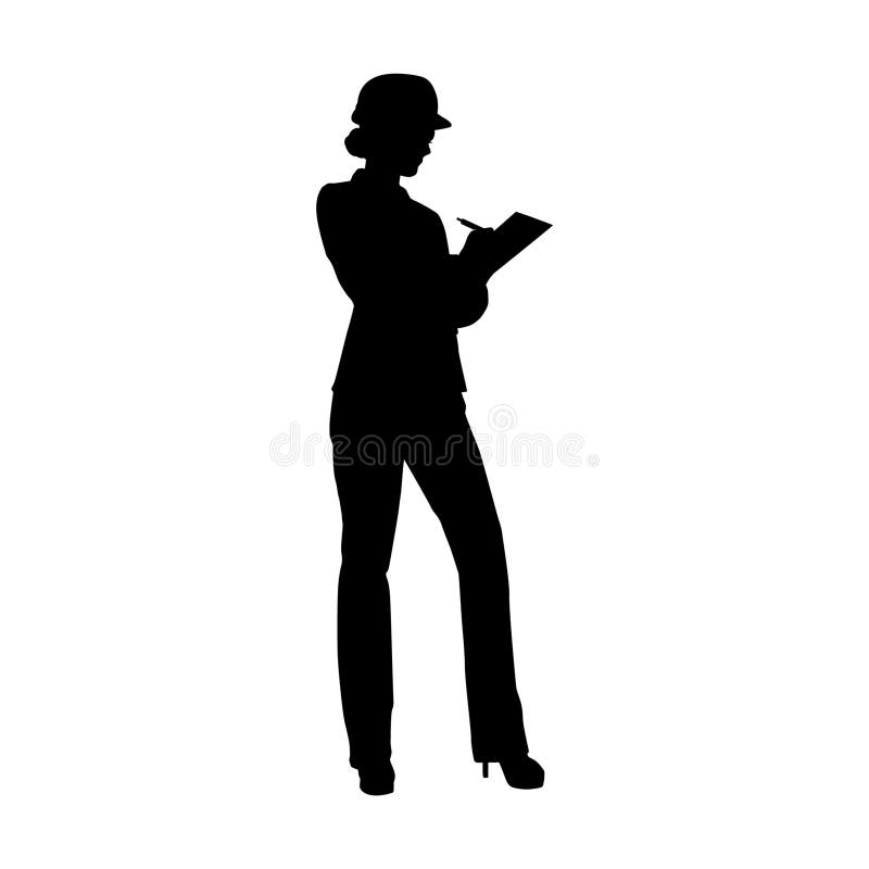 Silhouette of a Professional Woman Holding a Clipboard and Taking Notes ...