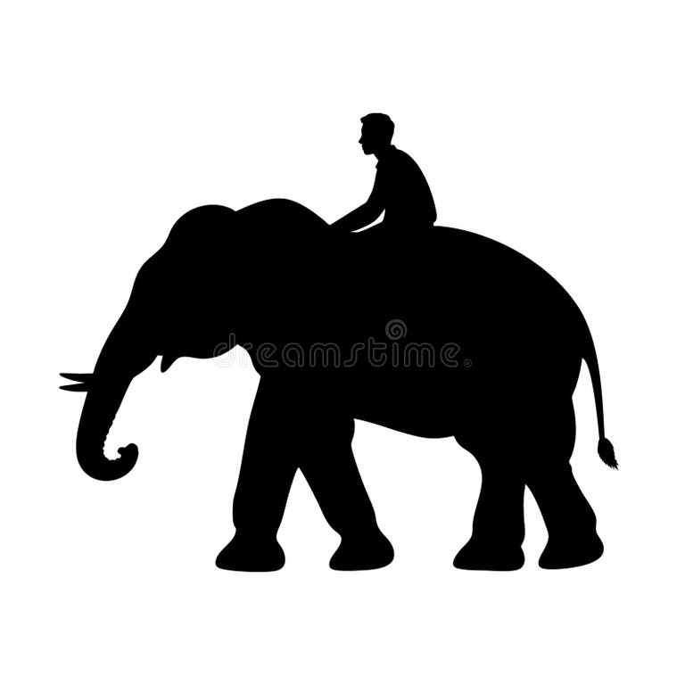 Silhouette of a Person Riding an Elephant Stock Illustration ...