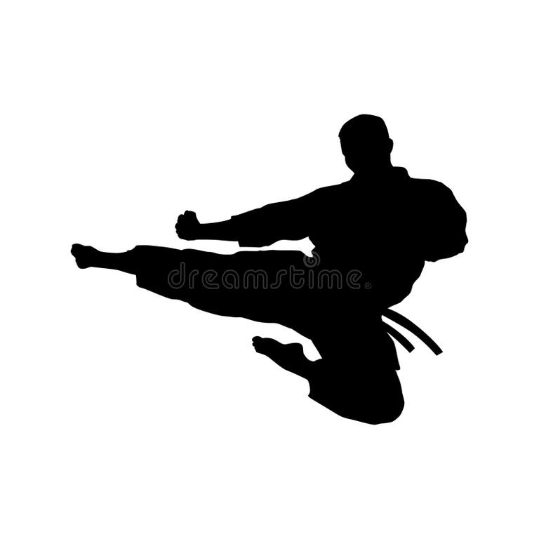 Flying Kick Silhouette Stock Illustrations – 505 Flying Kick Silhouette ...