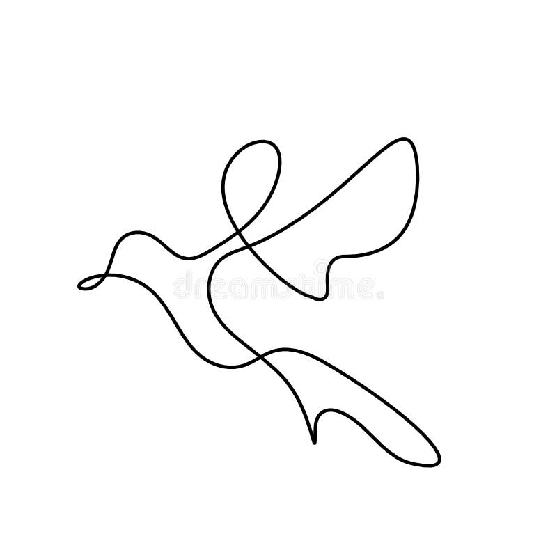 Silhouette of Abstract Birds in Line Stock Illustration - Illustration ...