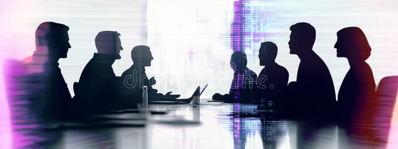 Silhouette of Abstract Business Meeting Around Conference Table. Stock ...