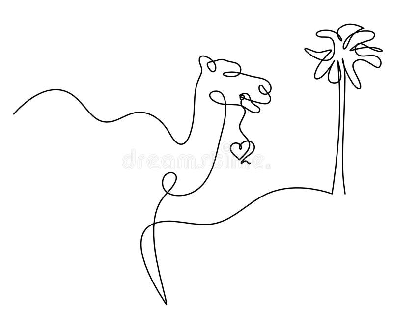 Silhouette of Abstract Camel with Heart As Line Drawing Stock ...