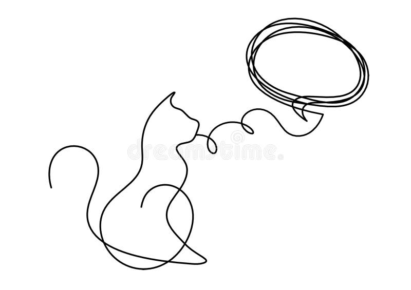 Silhouette of Abstract Cat with Comment in Line Drawing Stock ...