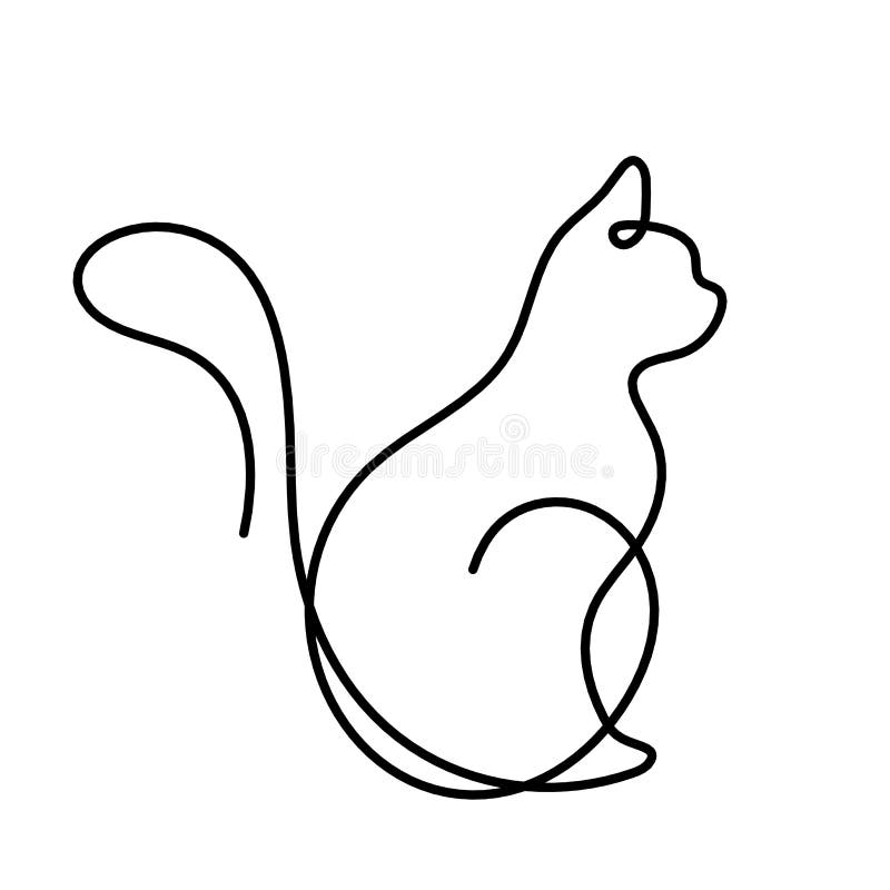 Silhouette of Abstract Cat in Line Drawing Stock Vector - Illustration ...