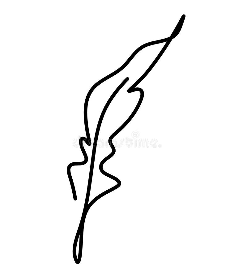 Silhouette of Abstract Feather As Line Drawing Stock Vector ...