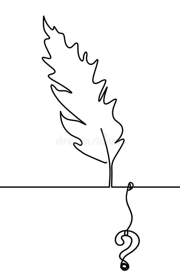 Silhouette of Abstract Feather As Line Drawing on White Stock ...