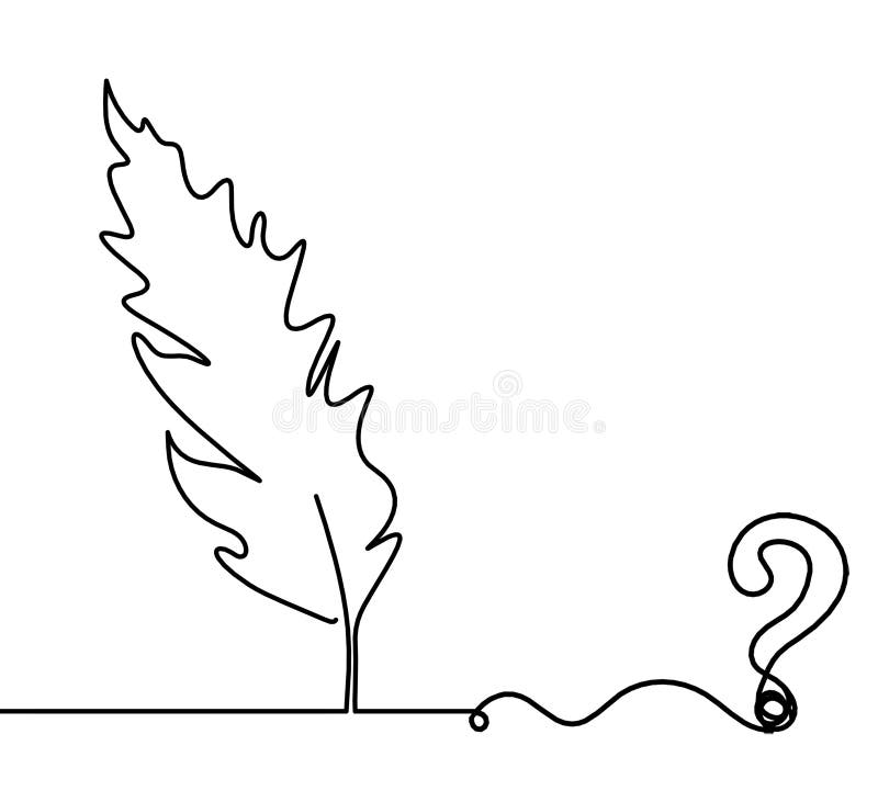 Silhouette of Abstract Feather As Line Drawing on White Stock ...