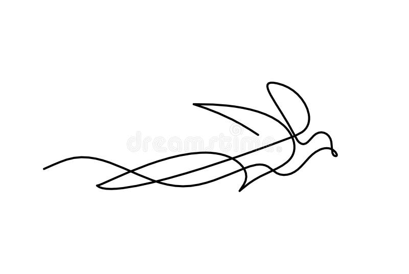 Silhouette of Abstract Flying Bird in Line on White Stock Illustration ...