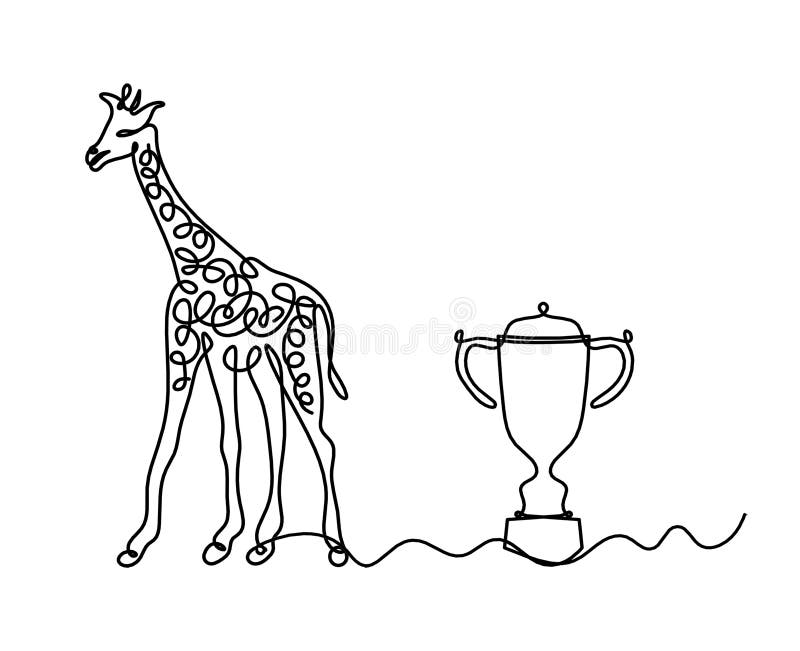Silhouette of Abstract Giraffe with Trophy As Line Drawing Stock ...