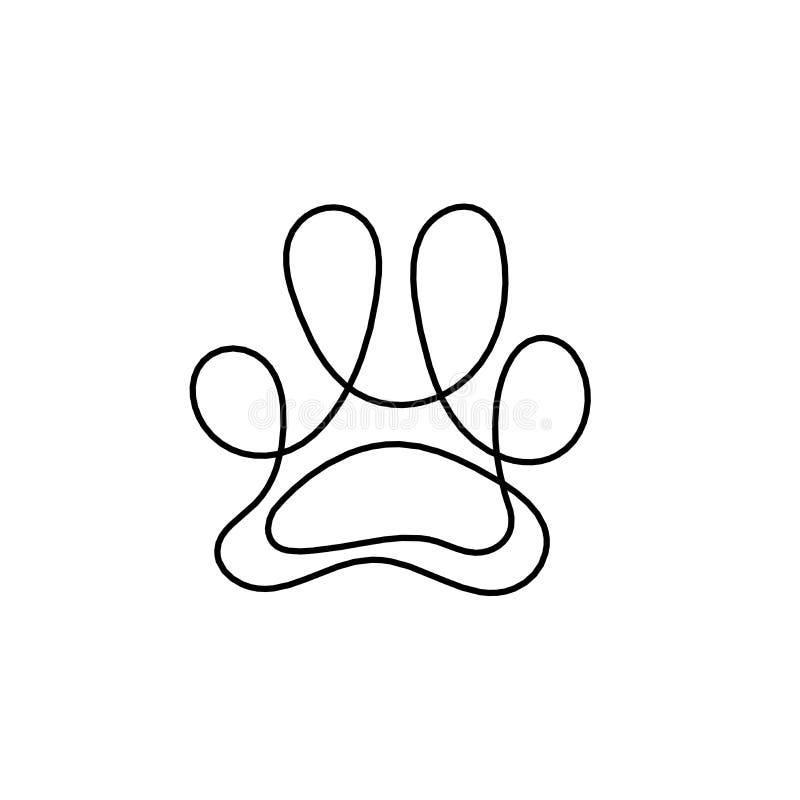 Silhouette of Abstract Paw As Line Drawing Stock Vector - Illustration ...