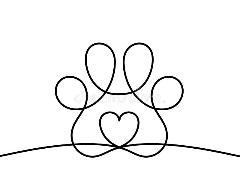 Silhouette of Abstract Paw As Line Drawing Stock Vector - Illustration ...