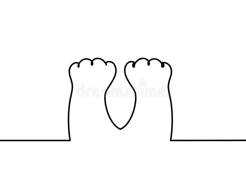 Silhouette of Abstract Paw As Line Drawing Stock Vector - Illustration ...