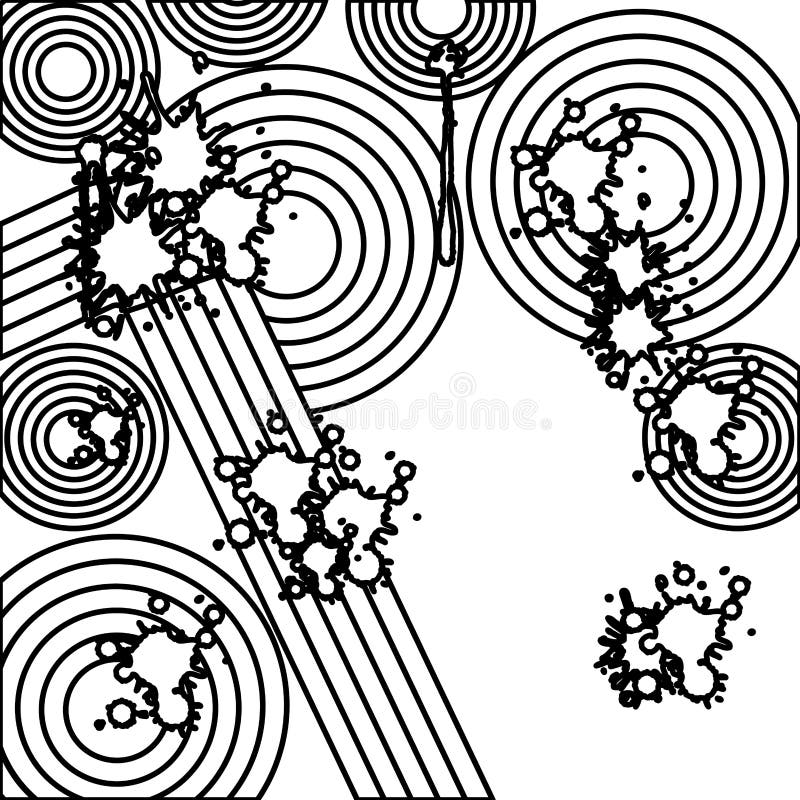 Silhouette Abstract Retro Lines and Circles with Splash Color Stock ...