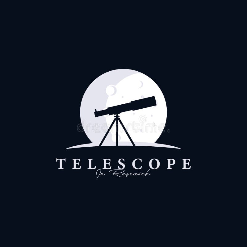 Silhouette Abstract Telescope and Moon Logo Vector Illustration ...