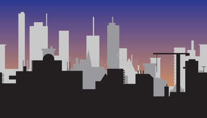 Silhouette of Abstract Town at Sunset Stock Vector - Illustration of ...