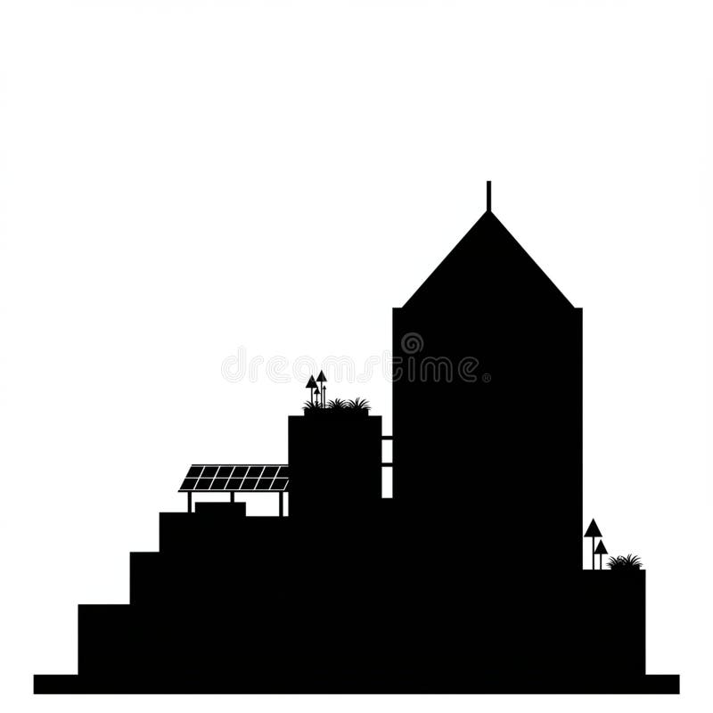 Silhouette of an Abstract Urban Landscape Featuring a Series of ...