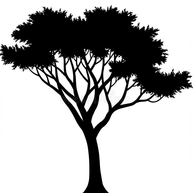 Silhouette of an Acacia Tree with a Distinctive Umbrella-shaped Canopy ...