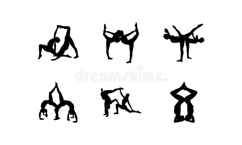 Silhouette of Active People Engaged in Exercise and Training Sessions ...