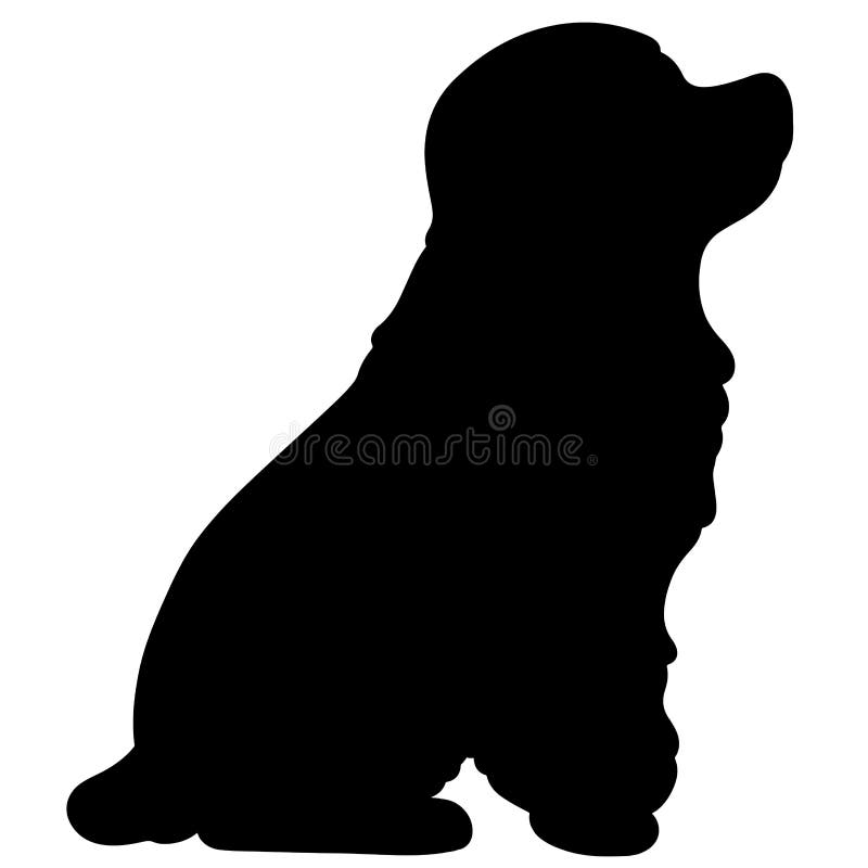 Silhouette of Adorable Simple English Cocker Spaniel Sitting in Side ...