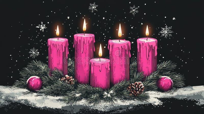 Silhouette of Advent Wreath with Pink Candle Creating a Peaceful and ...