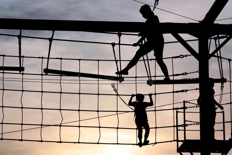 People Balancing on Tight Wire Stock Photo - Image of security, high ...