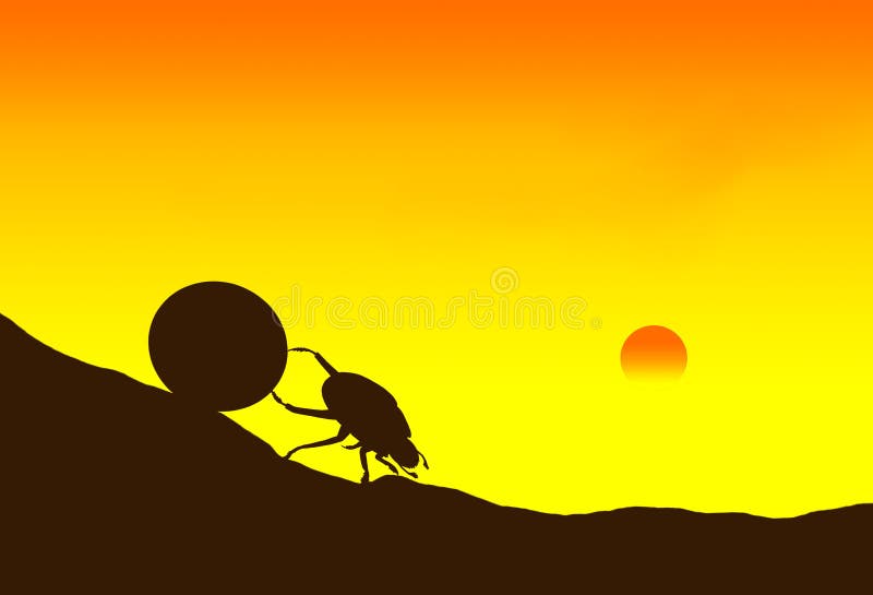 A Silhouette of an African Dung Beetle Outdoors Stock Illustration ...